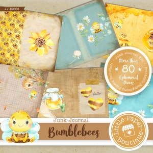 Honey Bees Digital Junk Journal Kit (FULL KIT) Bumble Bees and Hives ...