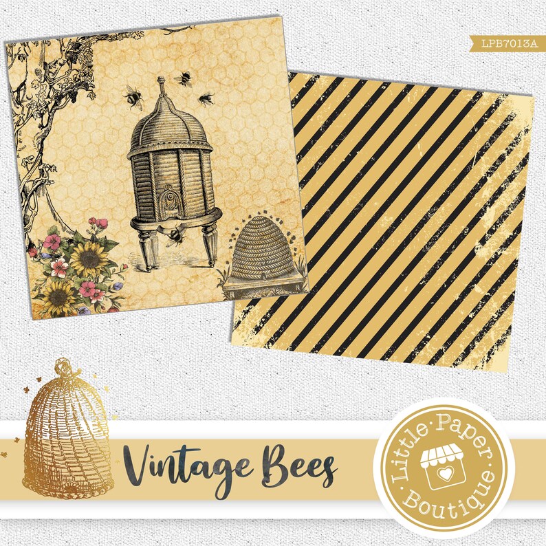 Busy Bee Digital Paper Scrapbook Papers Background Polka | Etsy