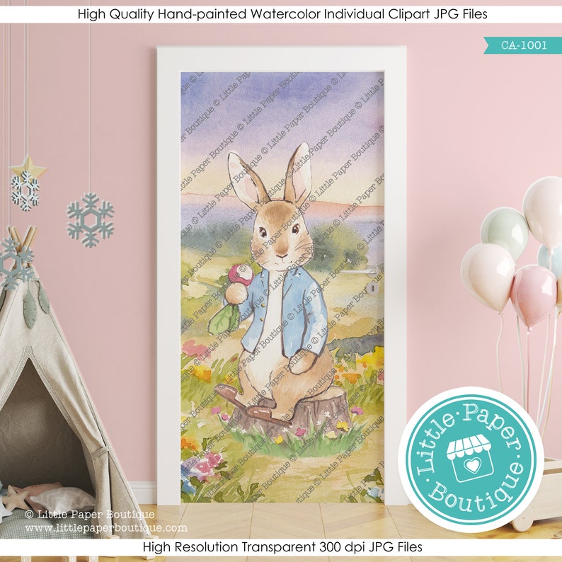 Hand Drawn Peter Rabbit Elements Clipart Set png Set - Etsy