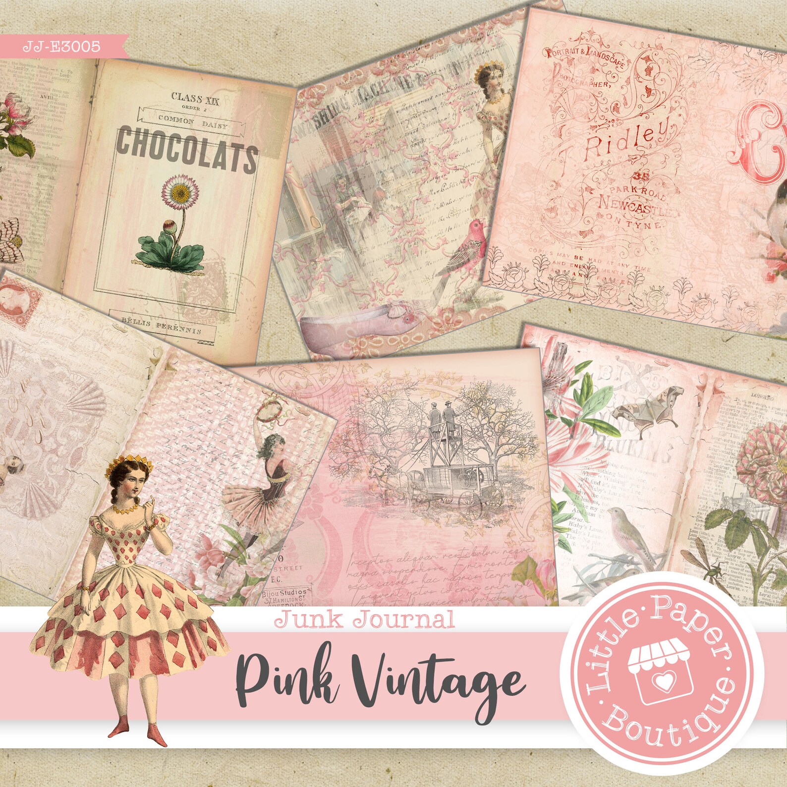 Vintage French Pink Digital Junk Journal Kit FULL KIT With - Etsy