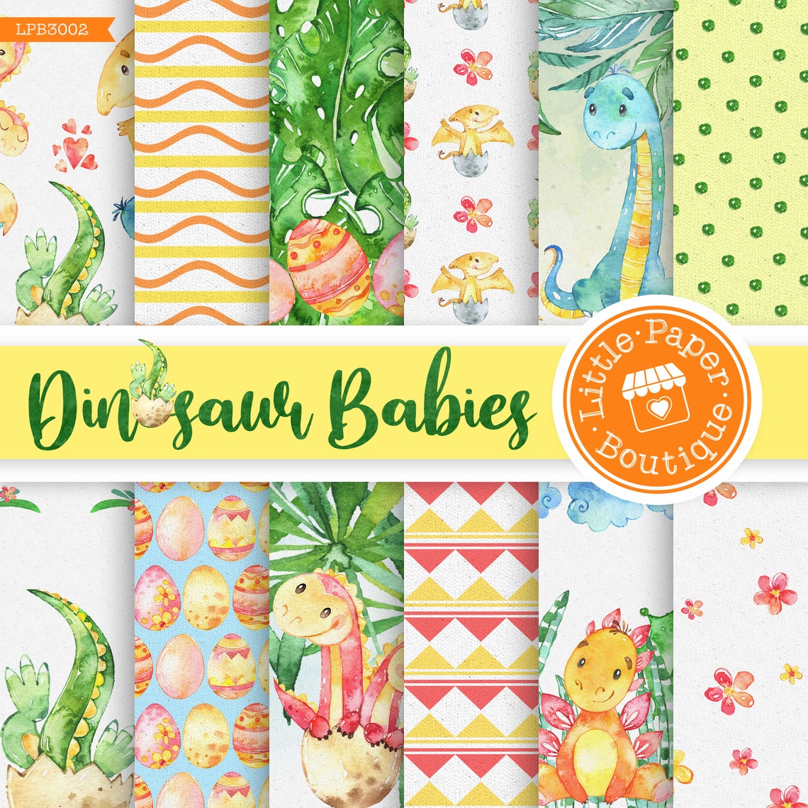 Dinosaur Digital Paper Jurassic Scrapbook Papers Dinosaurs | Etsy
