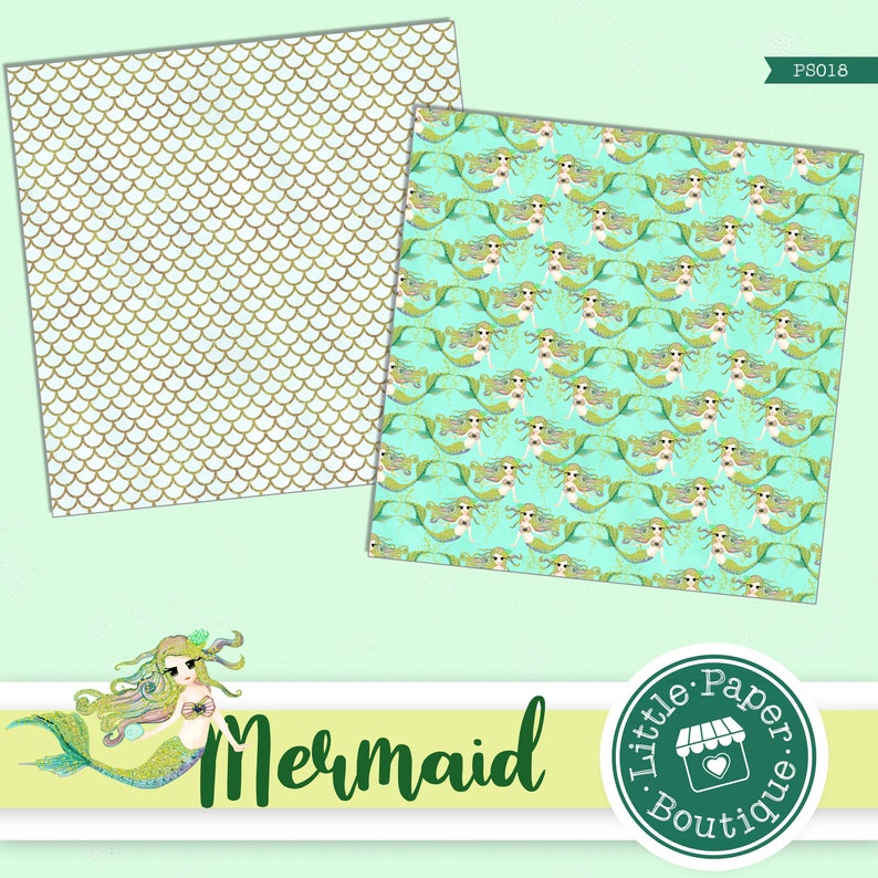 Golden Mermaid Digital Paper Mermaid Patterns Pink and | Etsy
