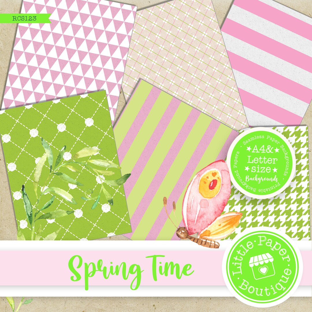 SEAMLESS A4 Letter Green Pink Gray Digital Paper, Patterns, Scrapbook ...