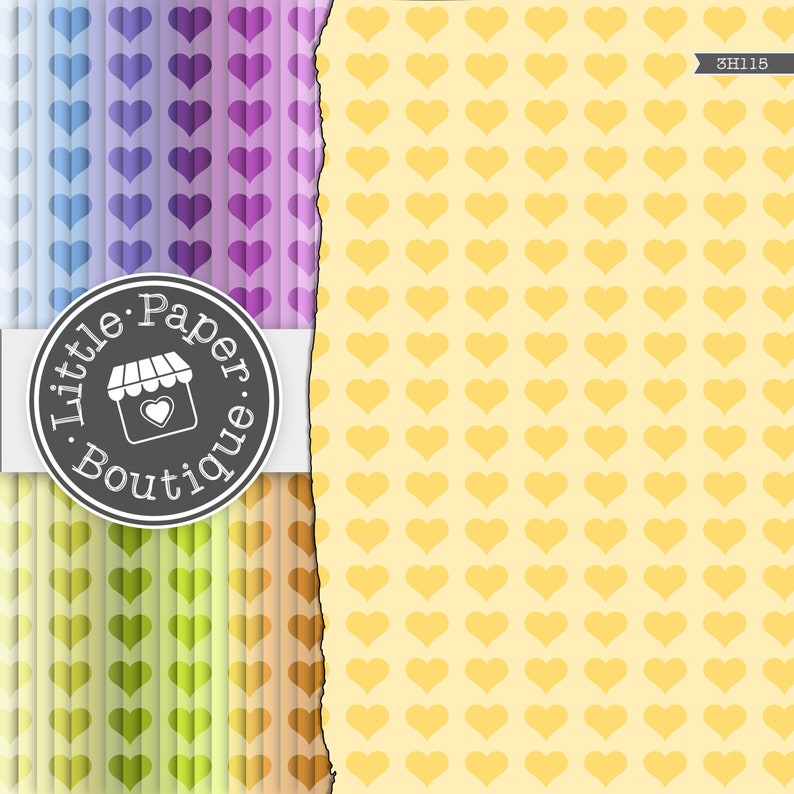Scrapbooking Hearts Digital Paper All Colors Heart Rainbow - Etsy