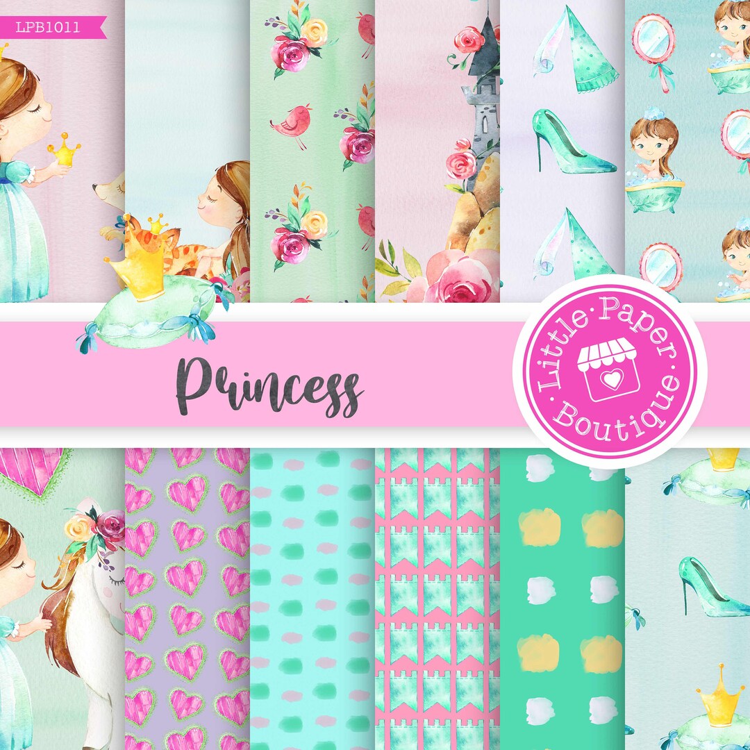 Princess Digital Paper, Princess Printable Paper, Princess Pattern ...