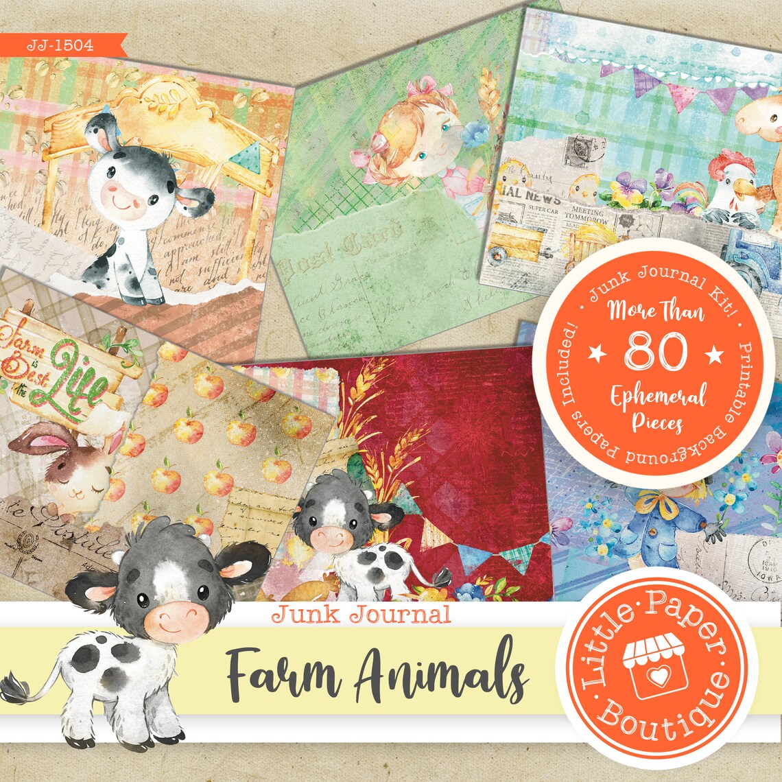 Farm Animals Barn Junk Journal Kit (FULL KIT) Farmer's Market ...