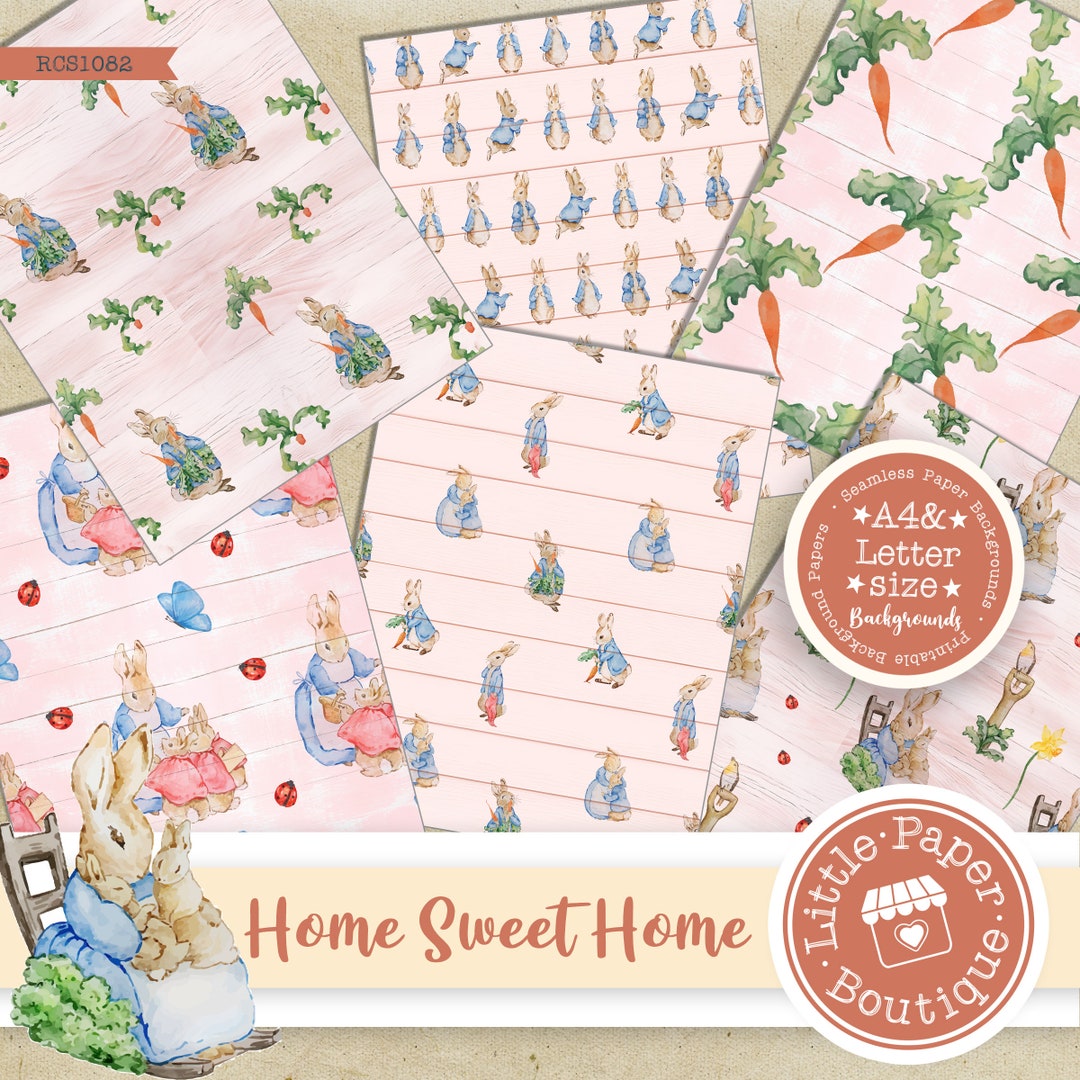 SEAMLESS Peter Rabbit by Beatrix Potter Digital Backgrounds A4 & Letter ...