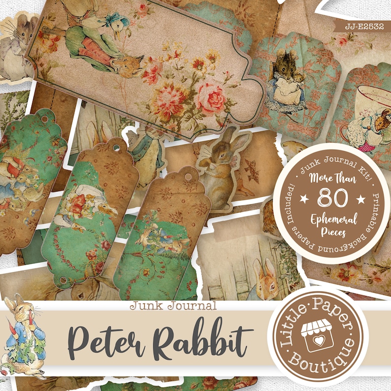 Peter Rabbit by Beatrix Potter Digital Junk Journal Kit (FULL KIT) With ...