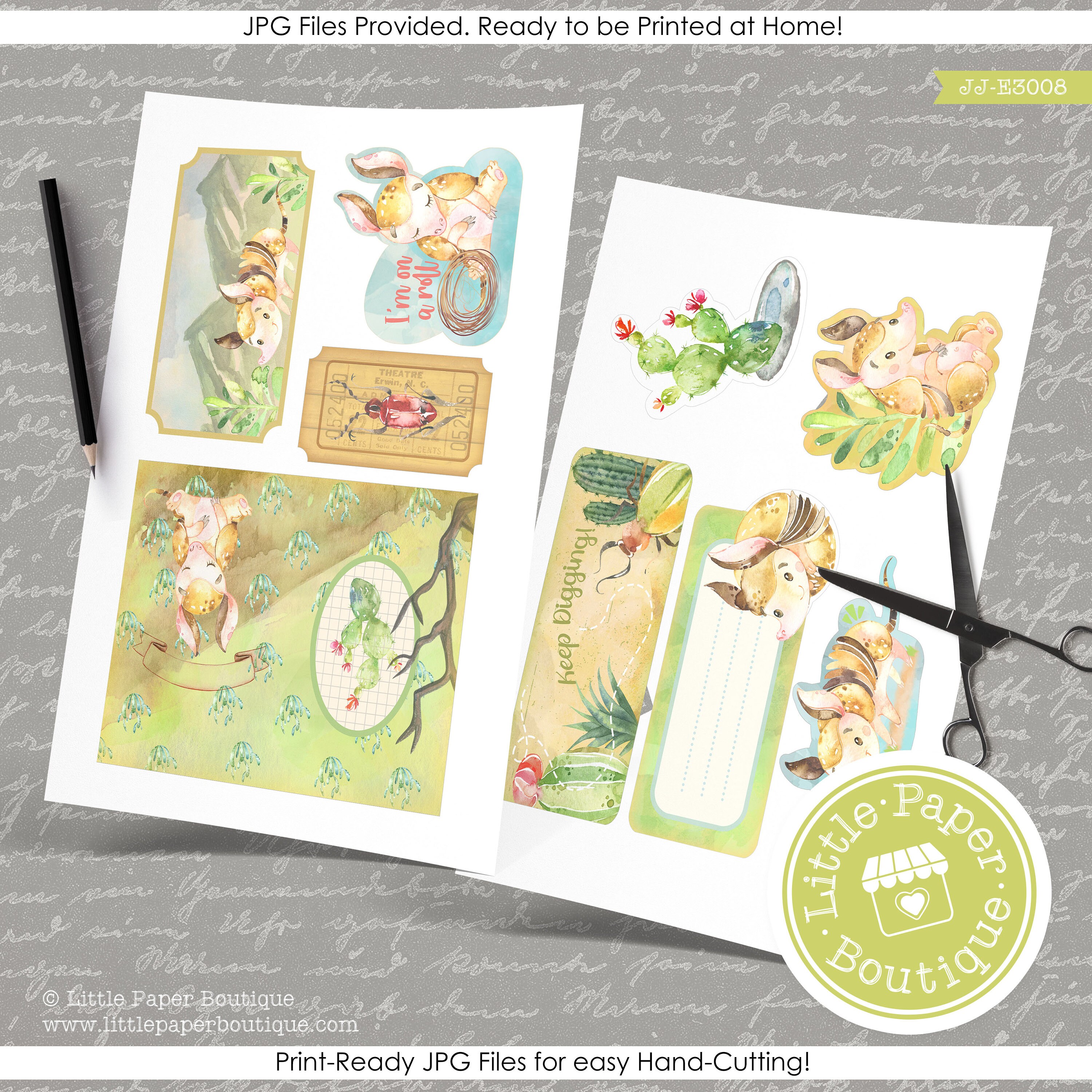 Armadillo Desert Animal Digital Junk Journal Kit FULL KIT - Etsy