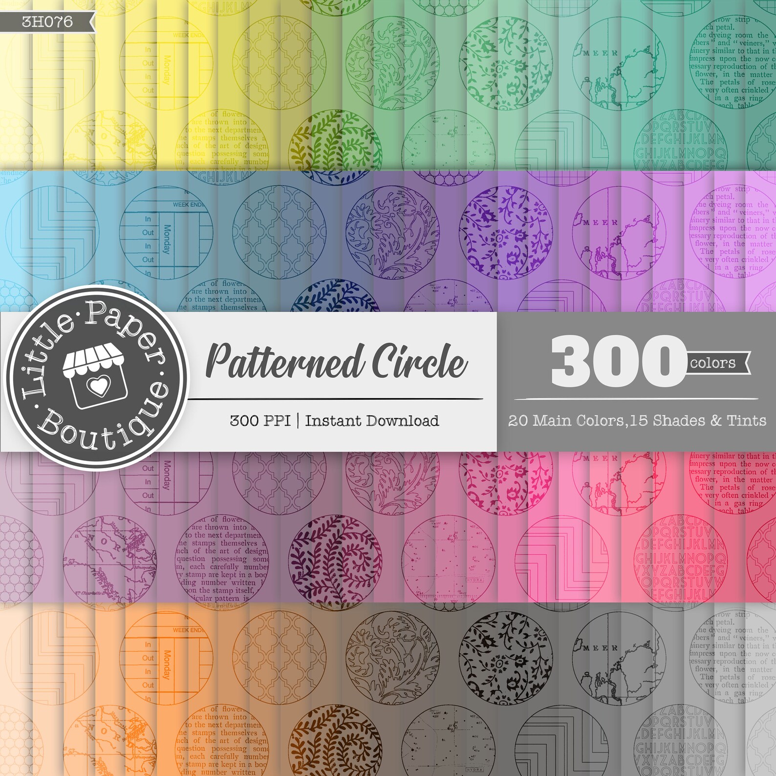 Retro Circles Digital Paper 100 Rainbow Colors Classic Diamond | Etsy