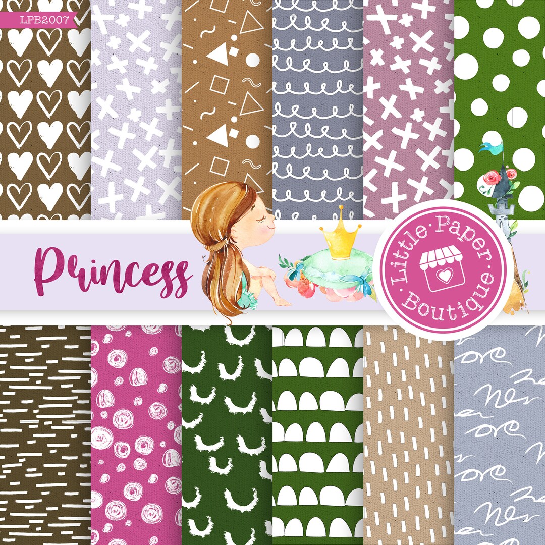 Little Princess Digital Paper Downloads Girl Printables Patterns ...
