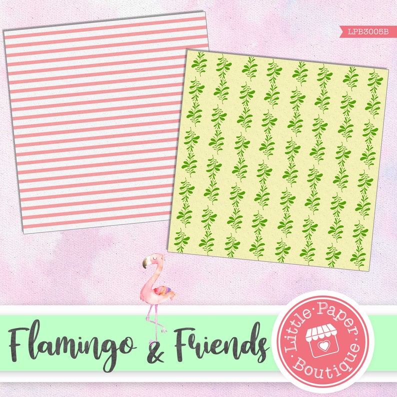 Flamingo Digital Paper Flamingos Papers Tropical Digital - Etsy