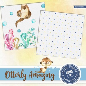 Otter Scrapbook Papers,watercolor Otters,cute Otters and Sea Creatures ...