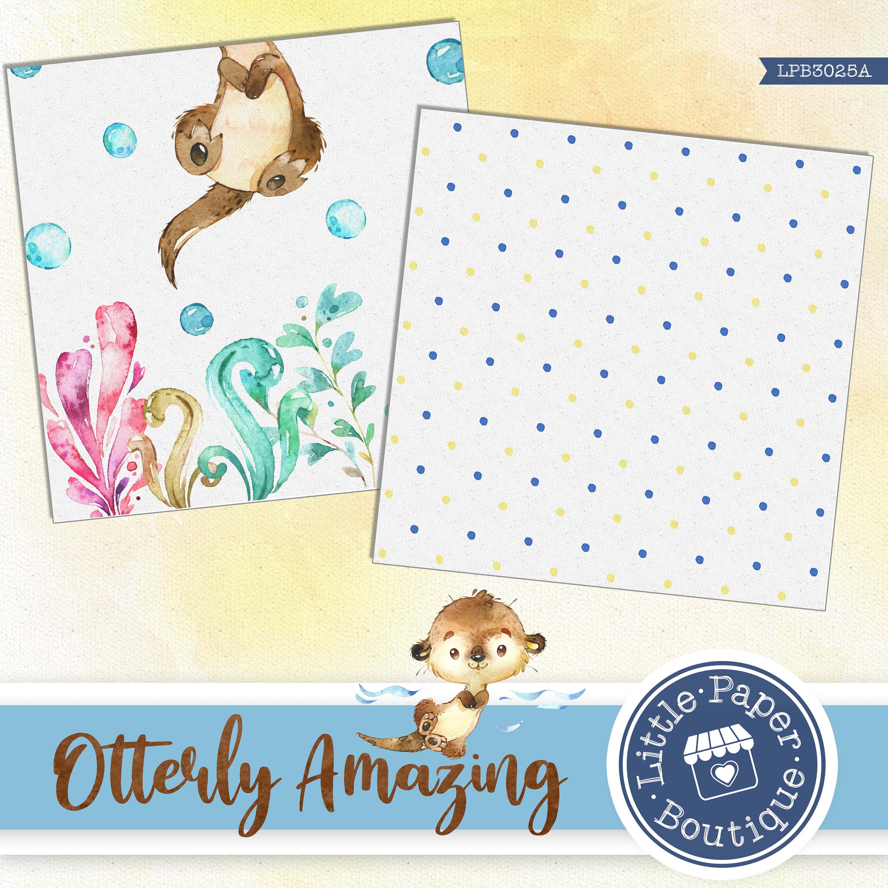 Otter Scrapbook Paperswatercolor Otterscute Otters and Sea - Etsy