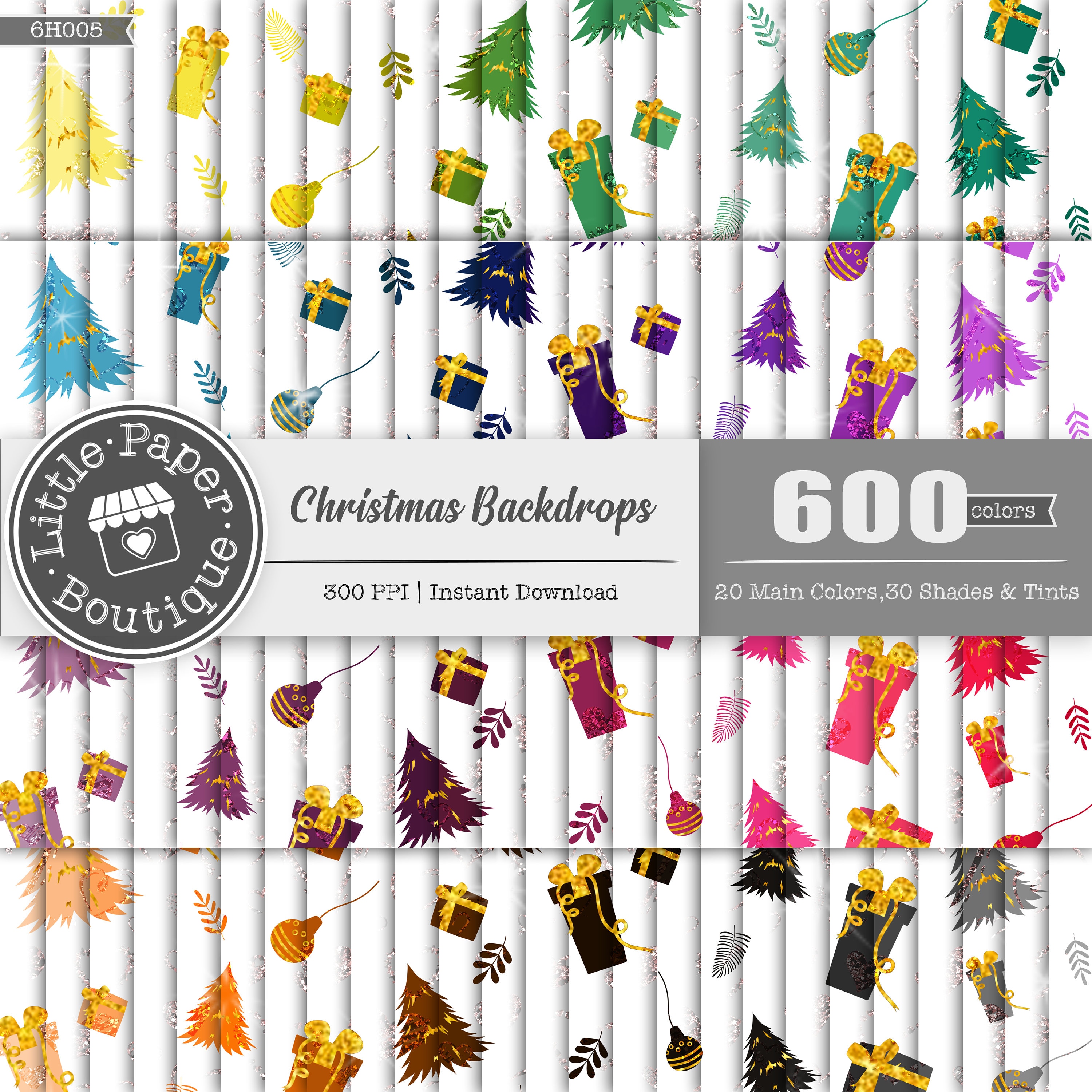 600 Christmas Glitter Background Digital Paper Pack for | Etsy