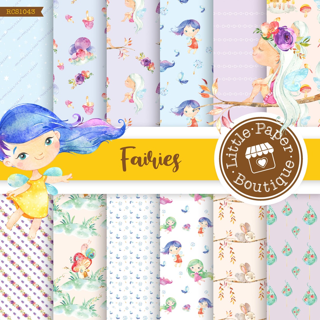 SEAMLESS Fairies Digital Paper Red Magical Fairies Digital Paper ...