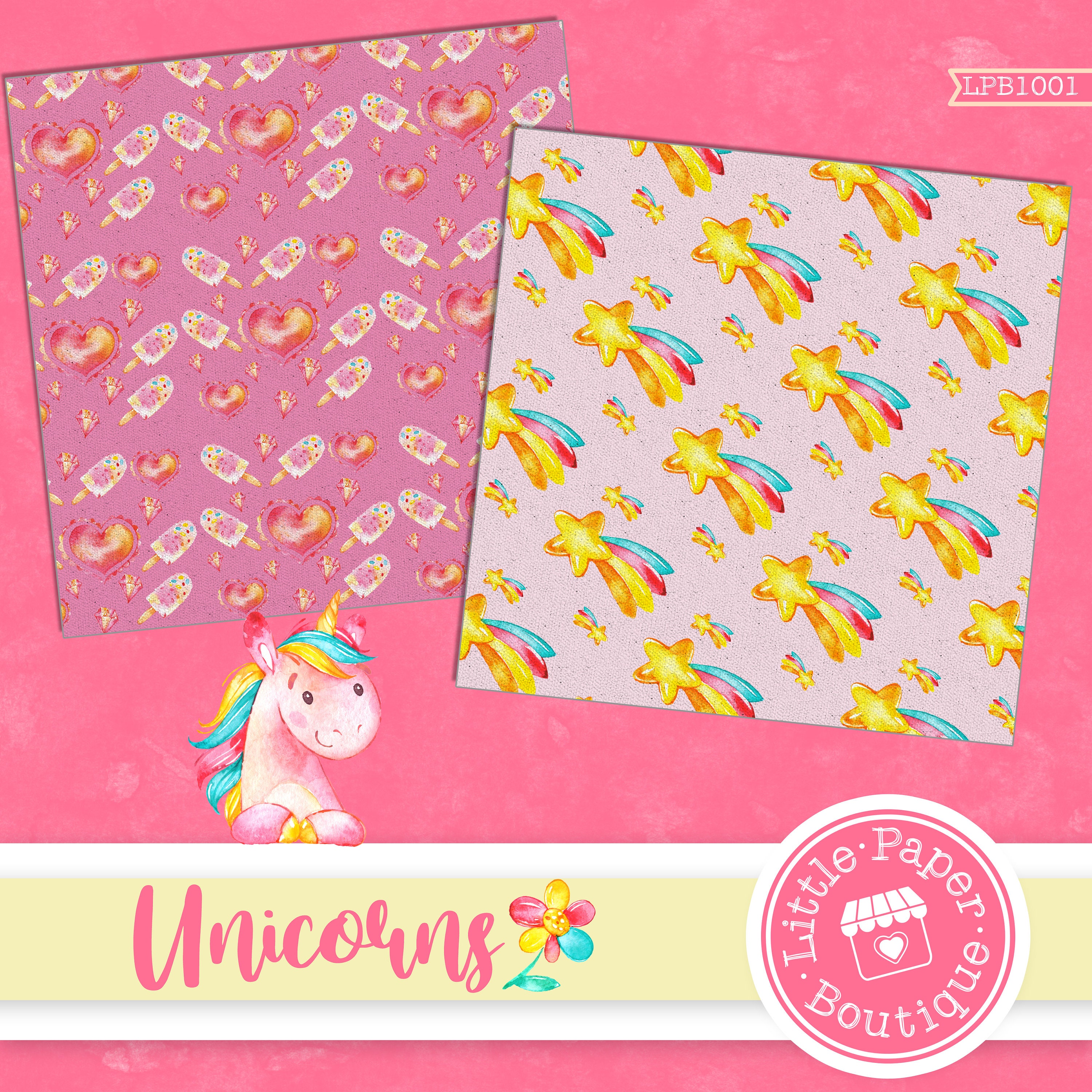 Unicorn Digital Paper, Whimsical Digital Paper, Unicorn Planner ...