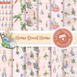 SEAMLESS Peter Rabbit by Beatrix Potter Digital Backgrounds A4 & Letter ...