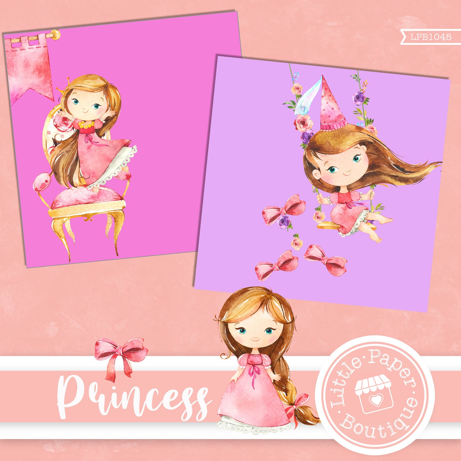 Little Princess Digital Paper Downloads Girl Printables | Etsy