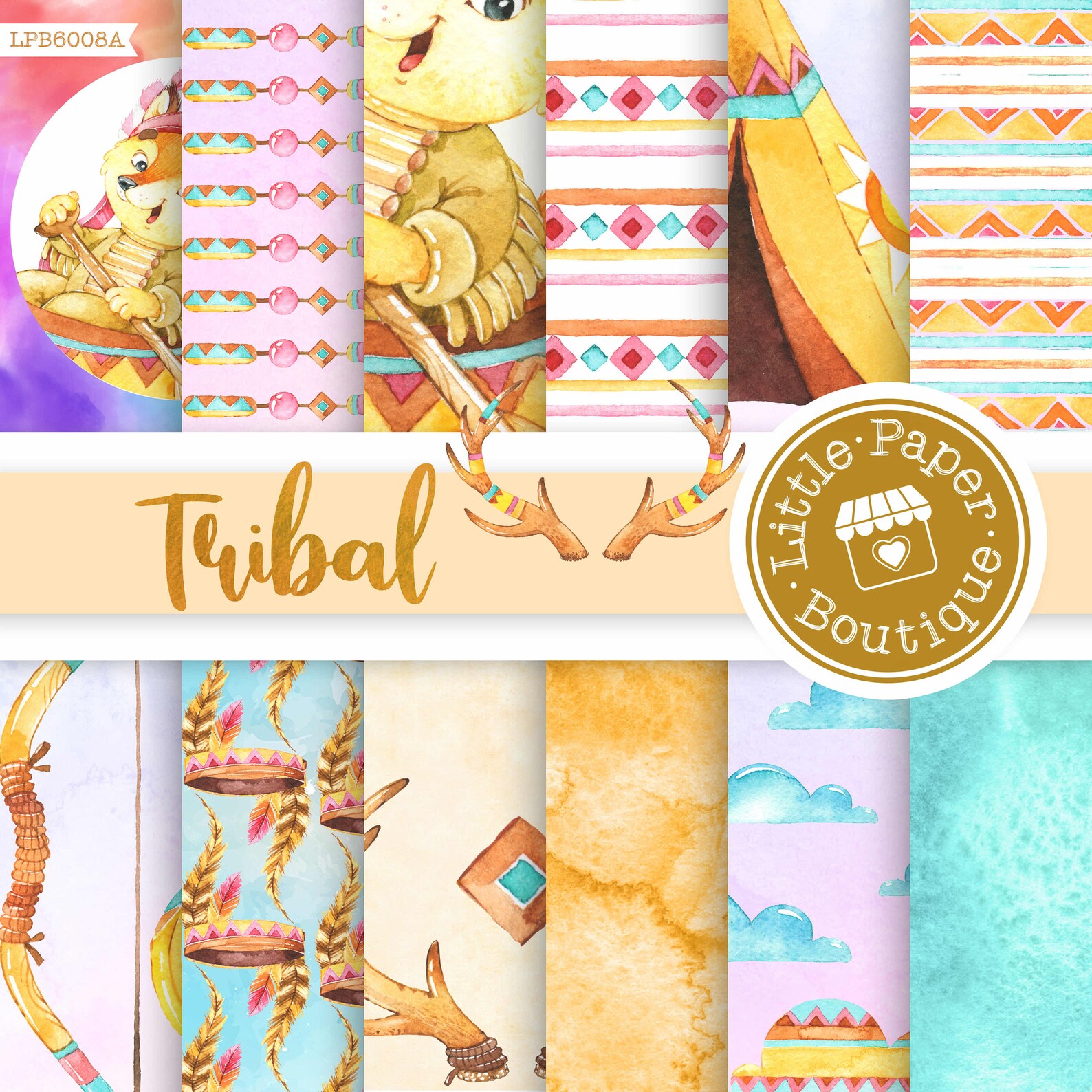 Tribal Paper Pack Native American Digital Backgrounds Tribal | Etsy