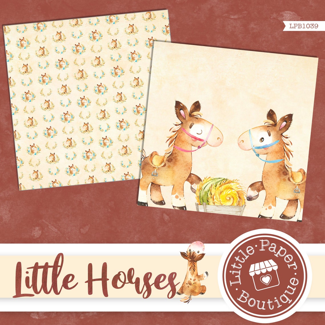 Digital Scrapbooking Horses Digital Paper Pack, Brown Horses, Digital ...