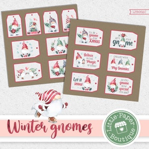 Winter Gnome Printable Digital Tag Christmas Gnomes Digital - Etsy