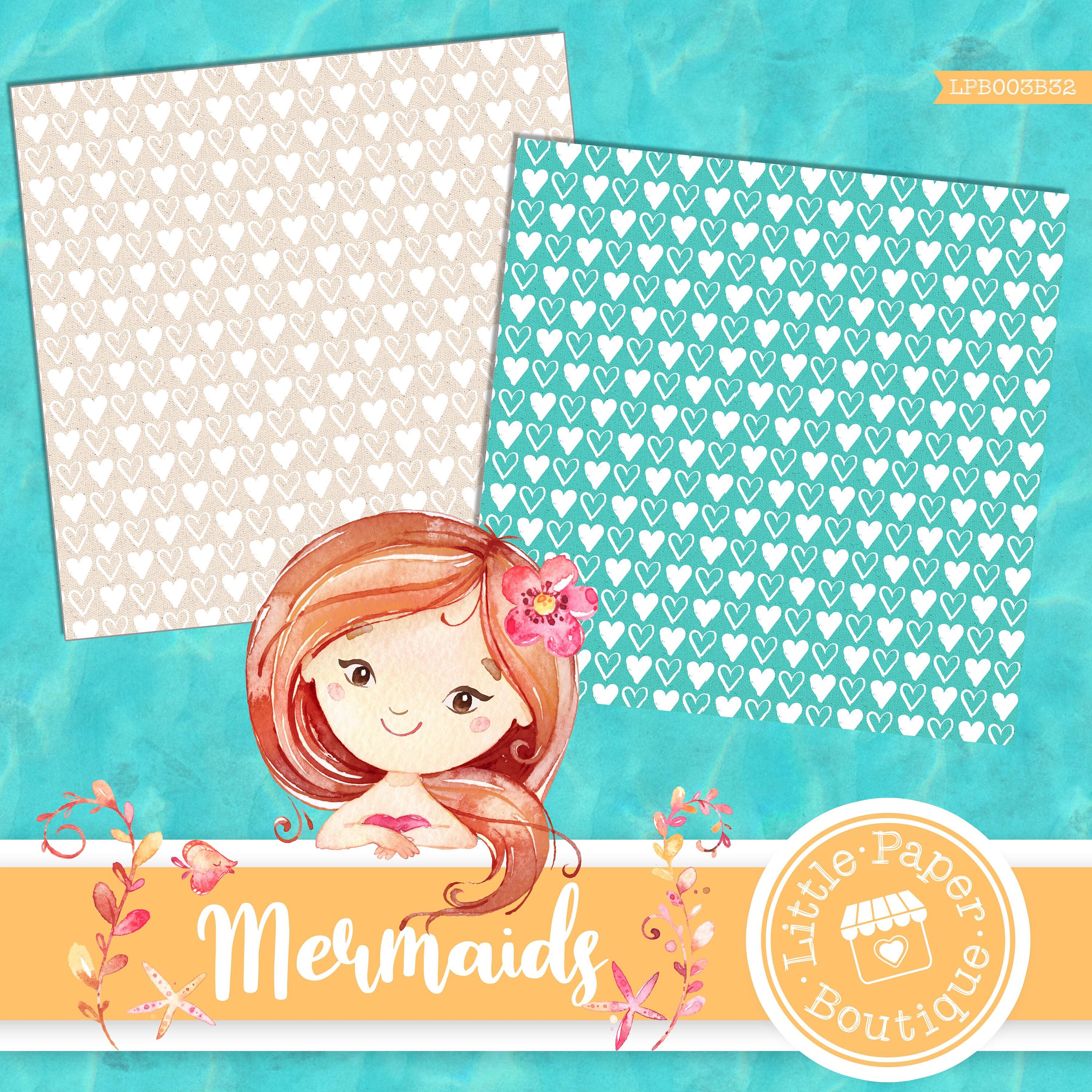 The Little Mermaid Digital Paper Princess Ariel Scrapbook - Etsy