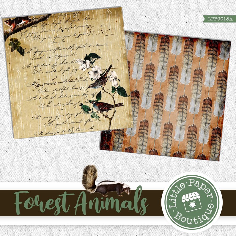 Woodland Animal Digital Paper Printable Forest Papers - Etsy