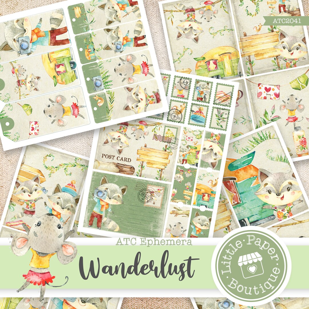 Forest Friends Woodlands Animals Digital Printable Vintage ATC, Vintage ...