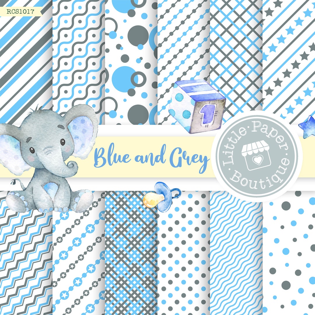 Baby Blue Digital Paper, Blue, Grey, Baby Boy, Digital Paper, Scrapbook ...