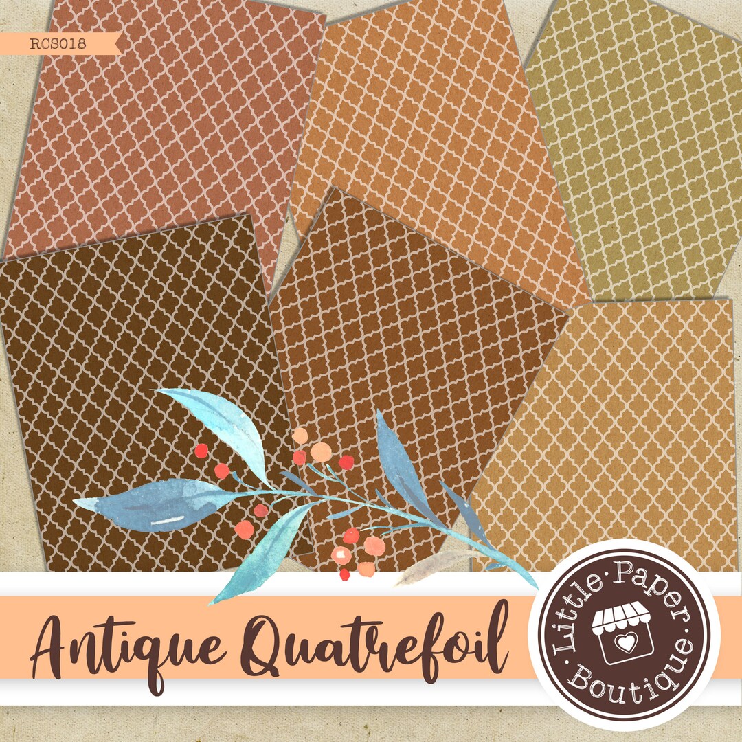 Antiqued Pastel Quatrefoil Digital Paper Textured Scrapbooking Paper ...