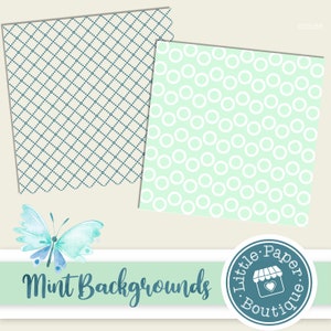 Mint and Gray Digital Paper Commercial Use, Mint Digital Paper Pack ...