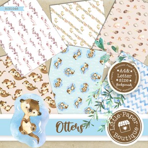 SEAMLESS Otter Scrapbook Paperswatercolor Otterscute Otters - Etsy