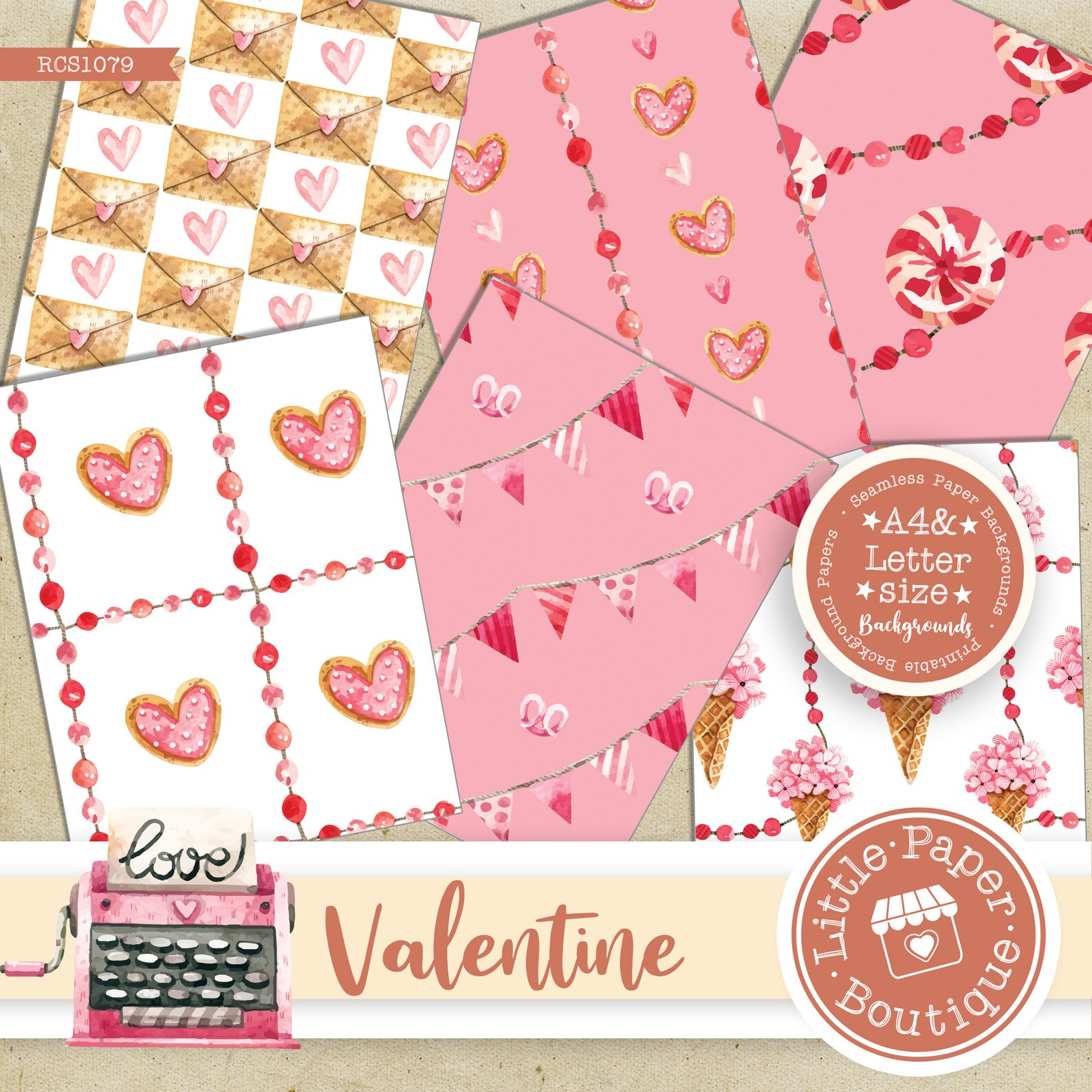 SEAMLESS A4 Letter 12x12 Valentine Love Junk Journal Papers, Printable ...