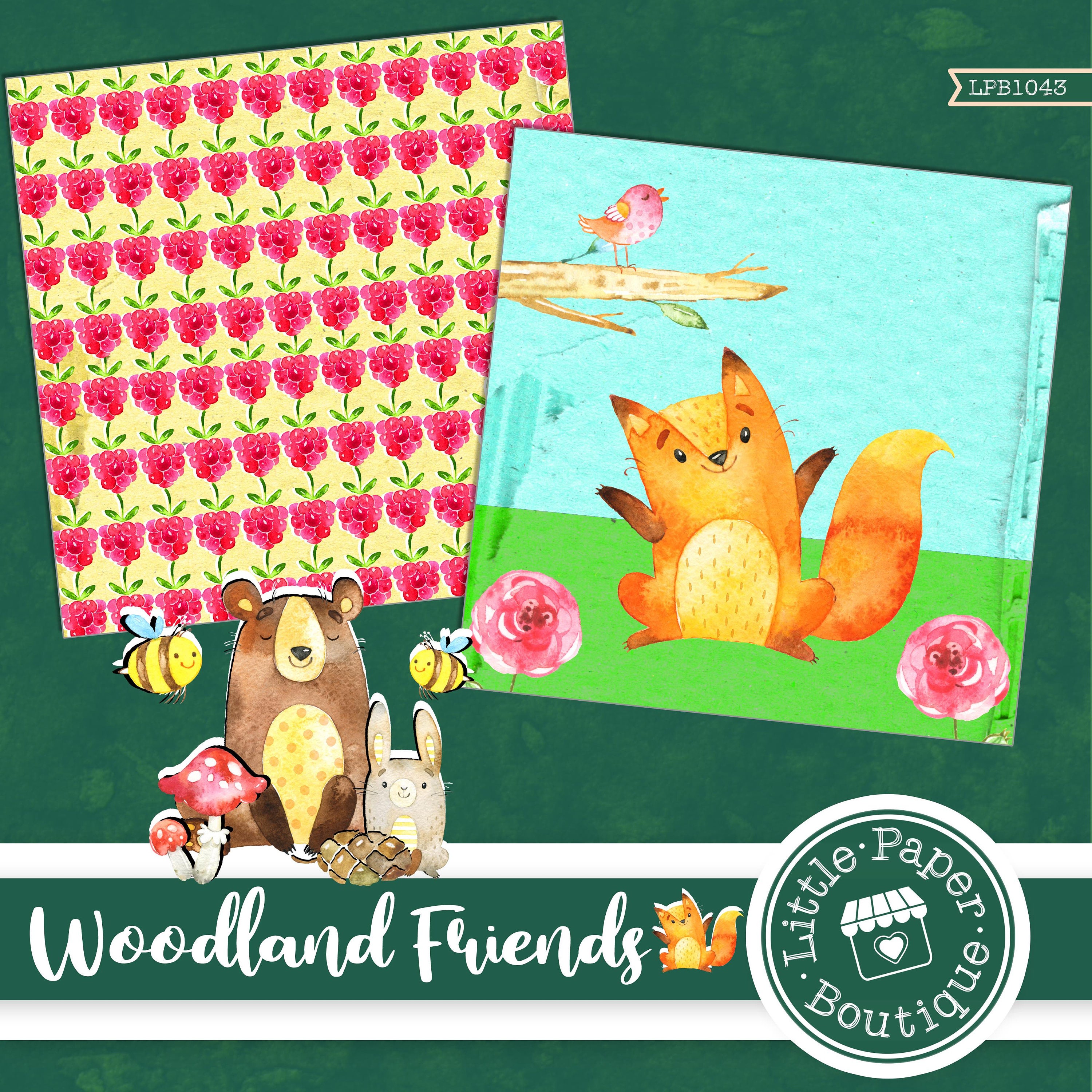 Cute Woodland Animals Digital Paper Fox Bear Deer - Etsy
