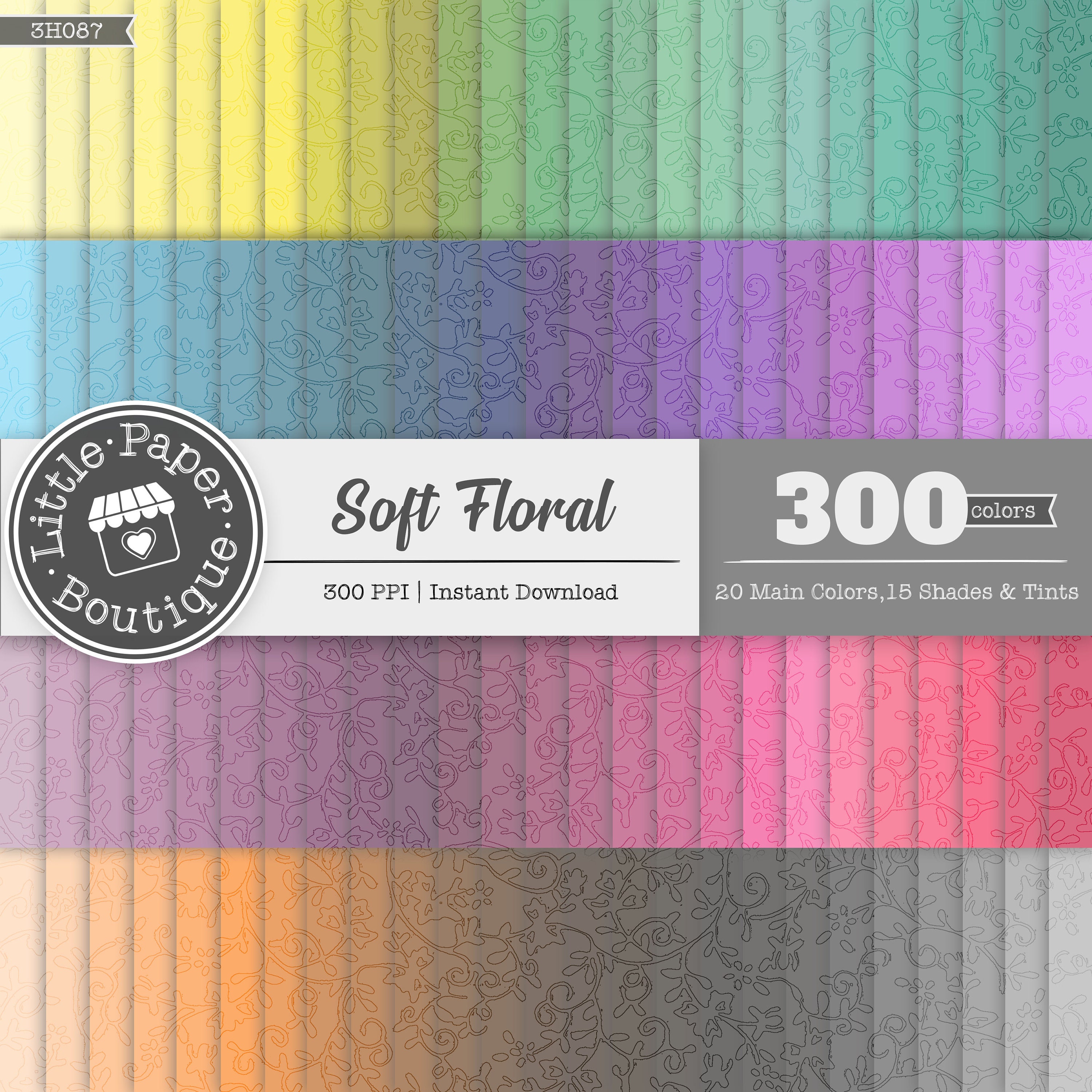Simple Flowers Digital Paper 100 Rainbow Colors Floral Pattern Spring ...