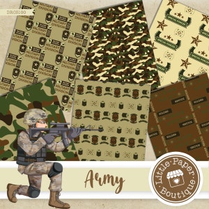 US Army Digital Paper, Army Theme Scrapbook, Military Scrapbook ...
