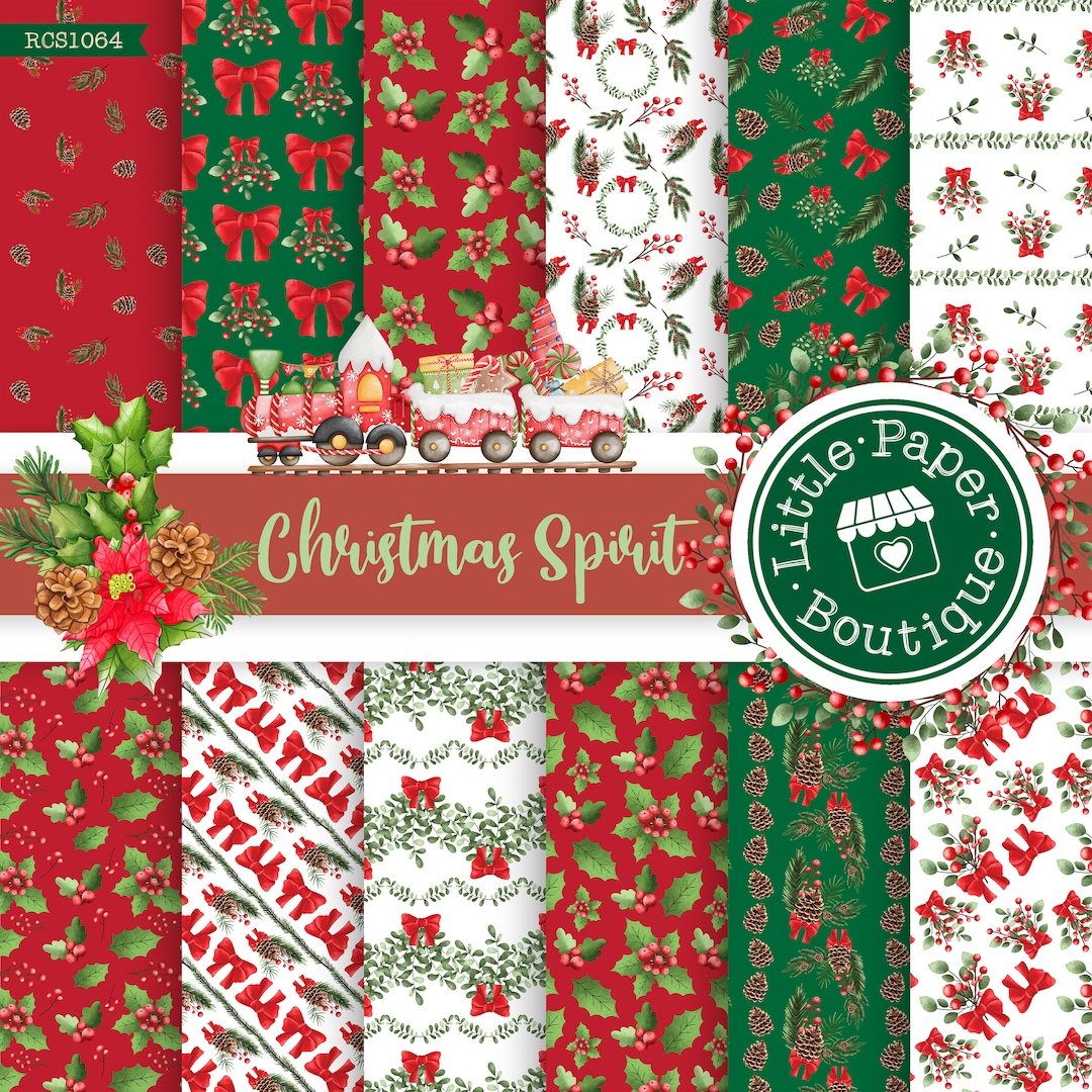 SEAMLESS Vintage Christmas Backgrounds Art Digital Paper. Vintage Xmas ...
