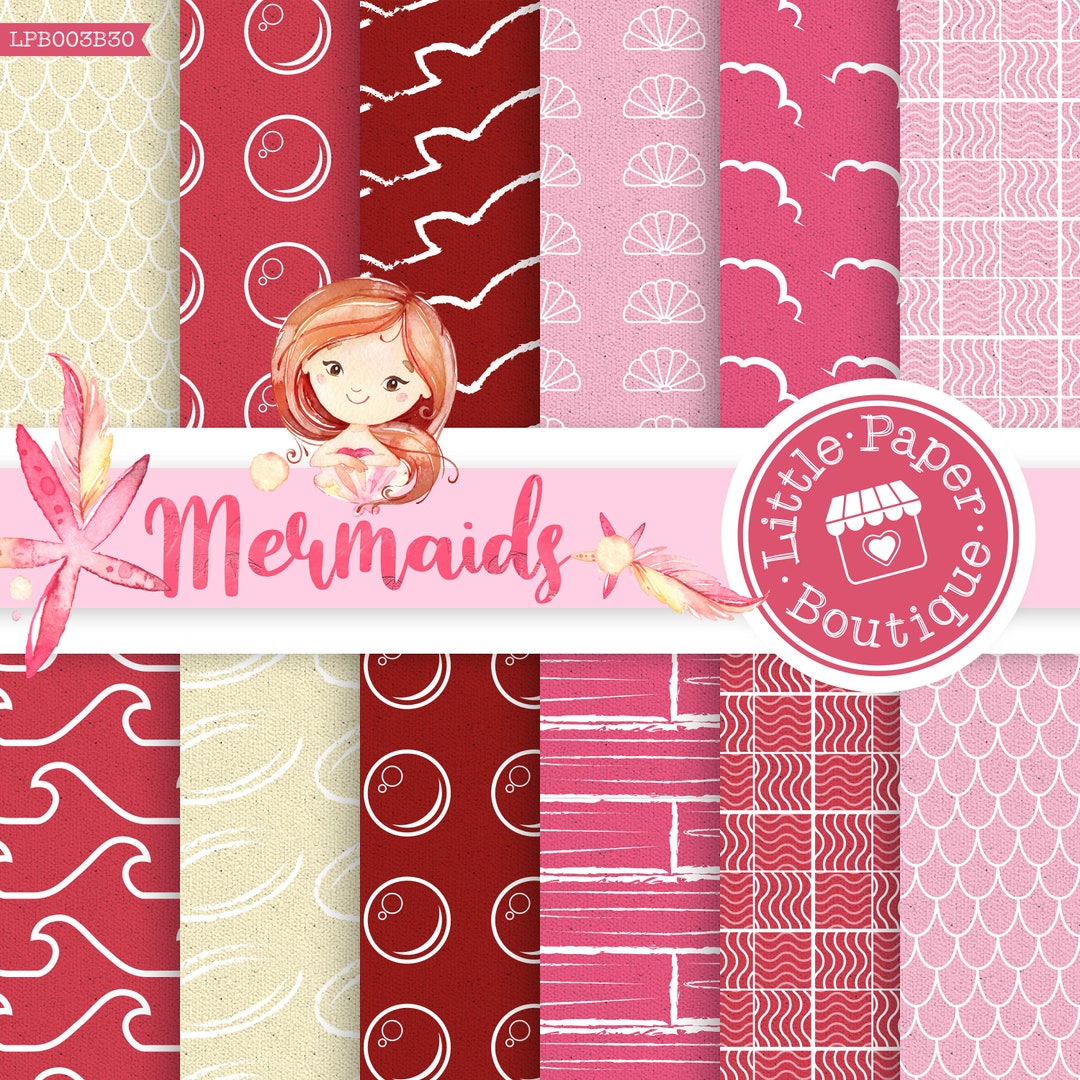 Mermaid Digital Paper, Summer Digital Paper, Sealife Digital Papers ...