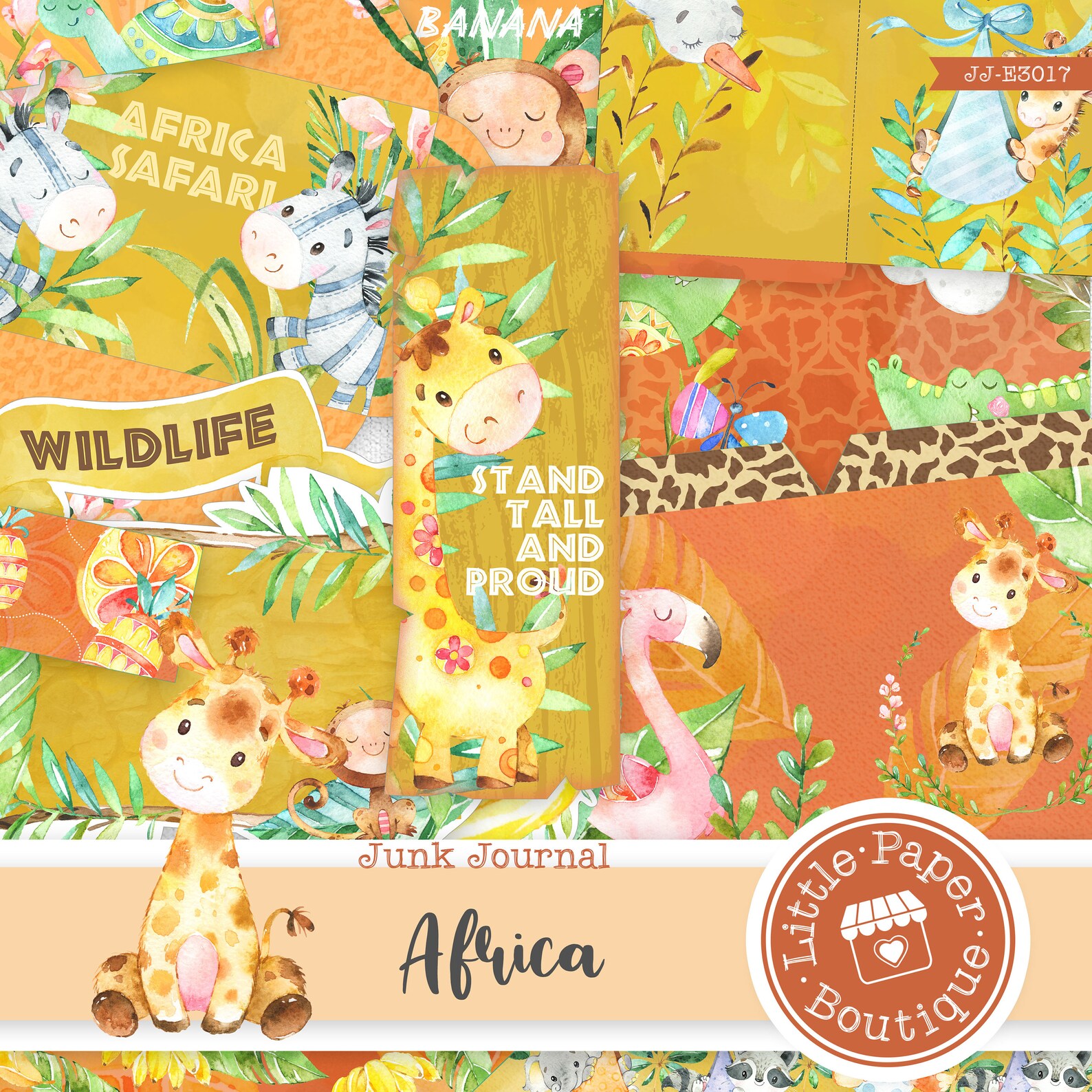 Safari Digital Papers Pack Printable Sheets Scrapbooking - Etsy