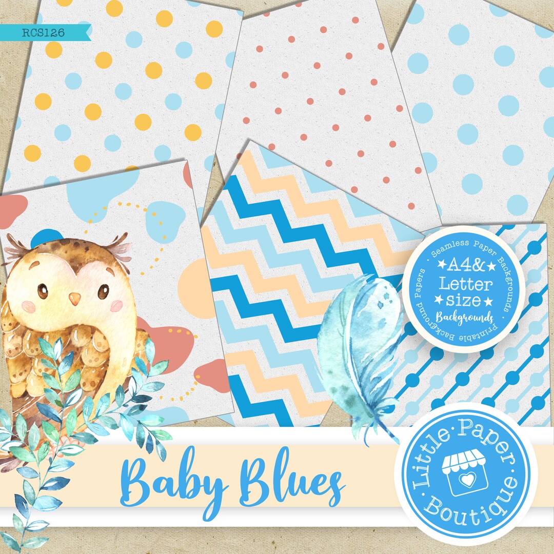 SEAMLESS Baby Blue Digital Paper, Blue, Grey, Baby Boy, Digital Paper ...