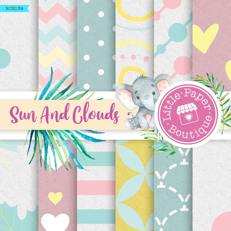 Cloud Digital Paper Baby Blue Clouds Digital Papers Moon - Etsy