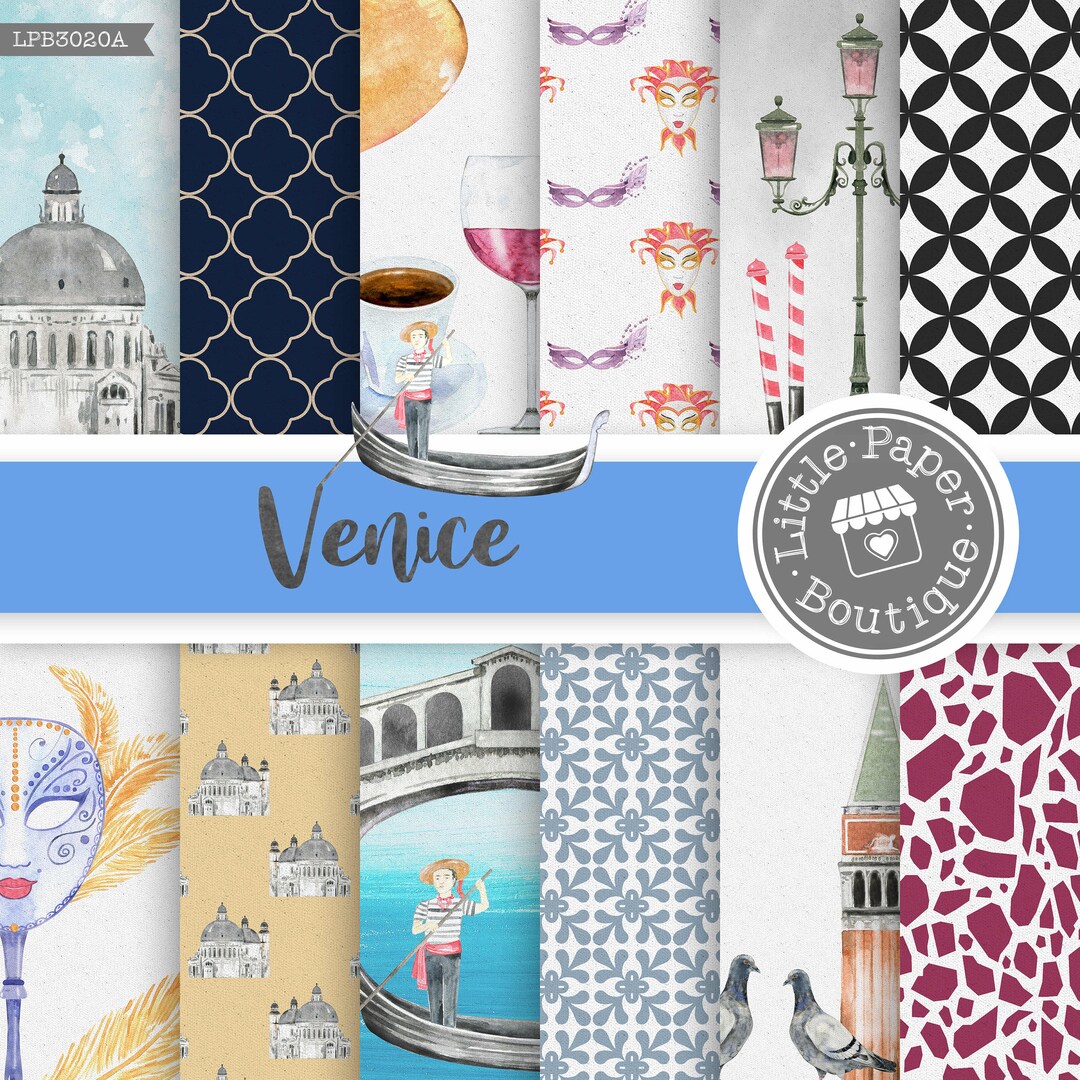 Venice Digital Paper, Italy Digital Paper Pack Мask Digital Paper ...