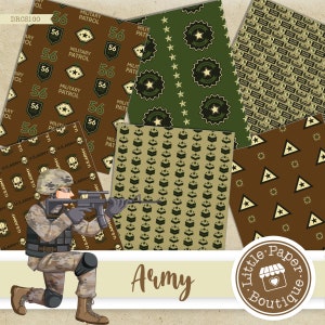 US Army Digital Paper, Army Theme Scrapbook, Military Scrapbook ...