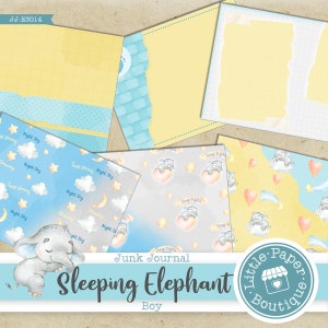 Baby Elephant Boy Digital Junk Journal Kit FULL KIT Ephemera Elements ...