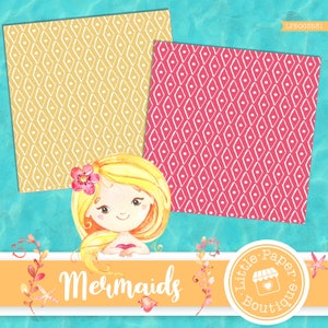 The Little Mermaid Digital Paper, Princess Ariel Scrapbook Papers ...