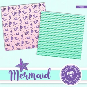 Mermaid Glitter Digital Papers, Nautical Papers, Ocean Papers, Glitter ...