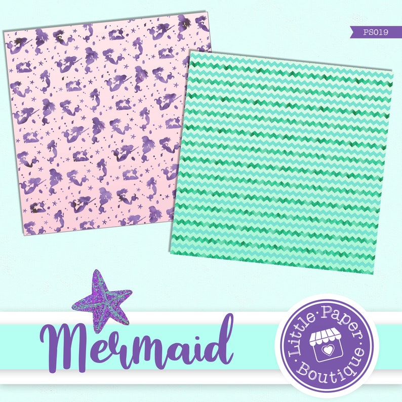 Mermaid Glitter Digital Papers Nautical Papers Ocean Papers - Etsy