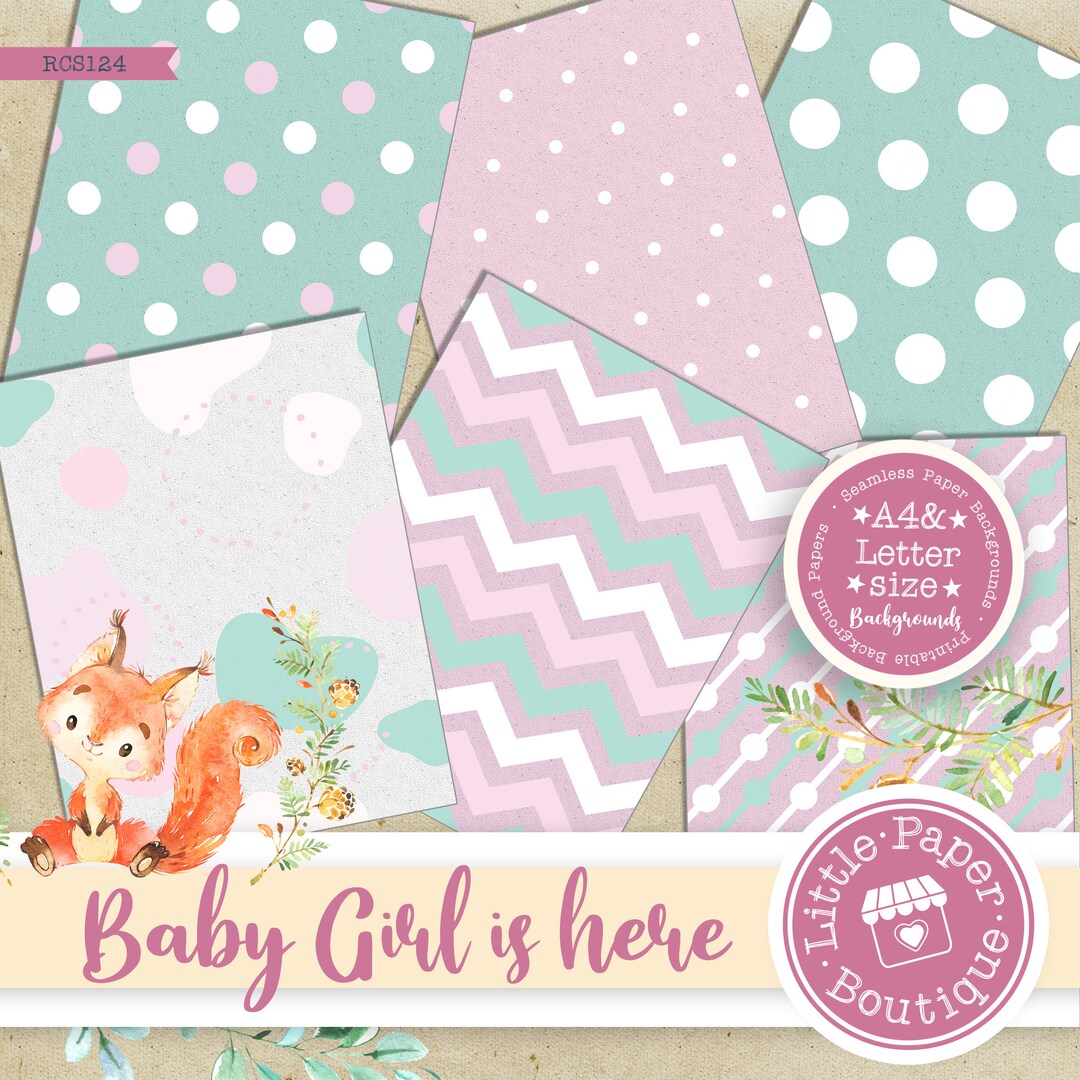 SEAMLESS A4 Letter Nursery Digital Papers, Baby Papers, Newborn Paper ...