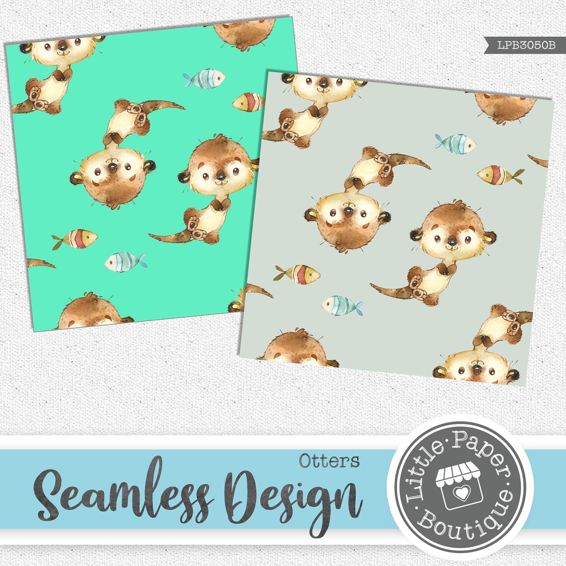 Otter scrapbook papersWatercolor OttersCute Otters and Sea | Etsy